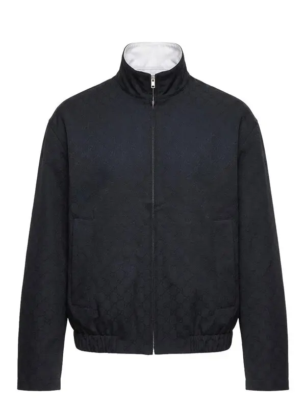 Gucci Reversible Gg Cotton Gabardine Zip Jacket - Dark Blue/white