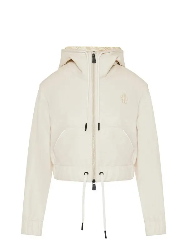 Moncler Cropped Zip-up Hoodie - Natural