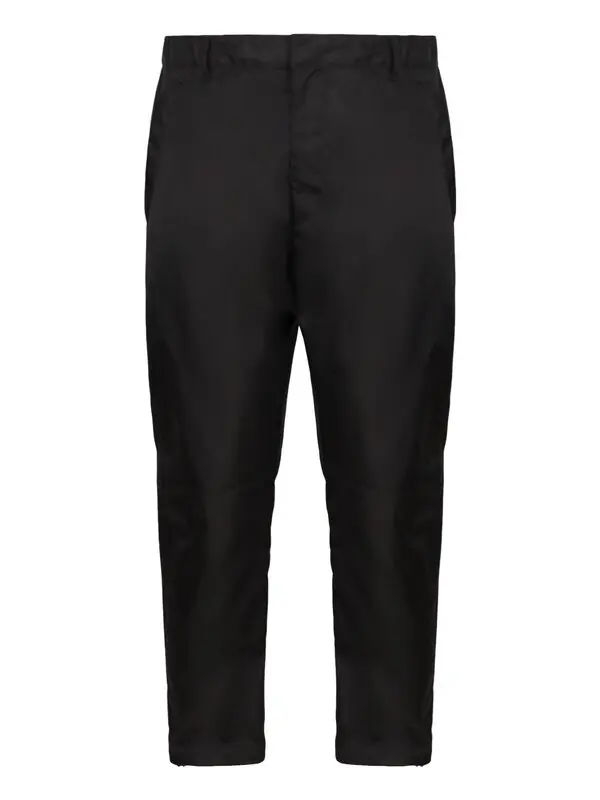 Prada Logo Plaque Tapered Pants - Black