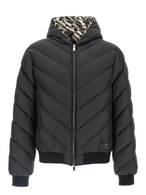 Fendi Reversible Quilted Down Jacket With Hood - Black