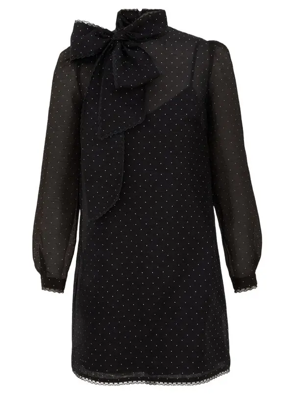 Zimmermann Dream Mini Dress With Pussybow Necktie - Black