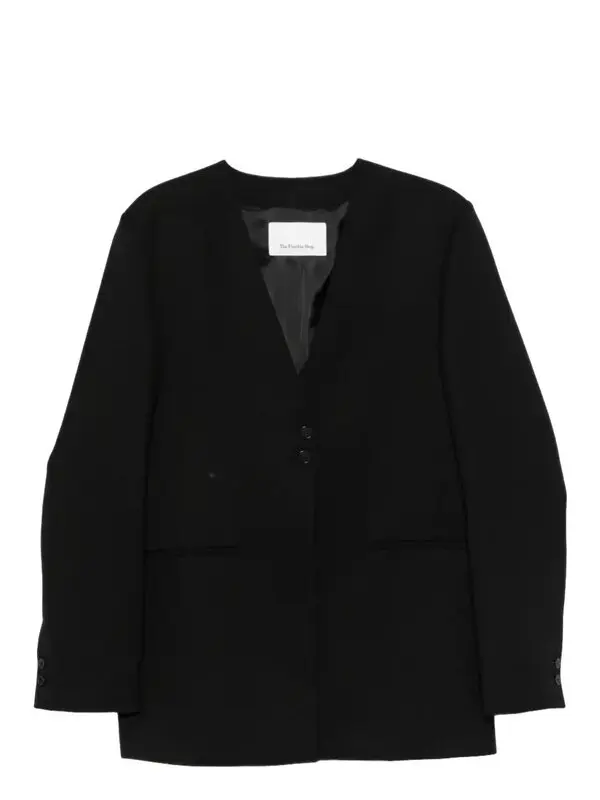 THE FRANKIE SHOP Collarless Single-breasted Blazer - Black