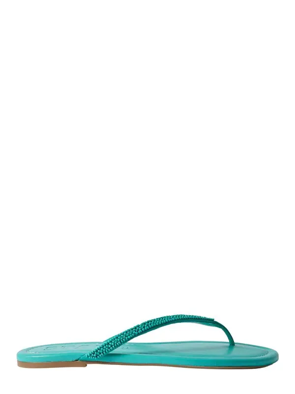 Staud Freja Leather Flip-flops - Blue-green