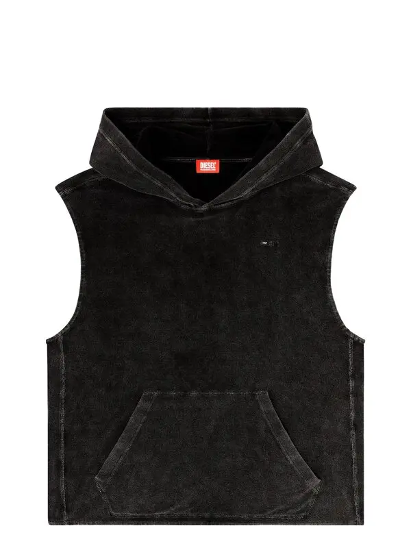 DIESEL® Sleeveless Terry Hoodie - Black