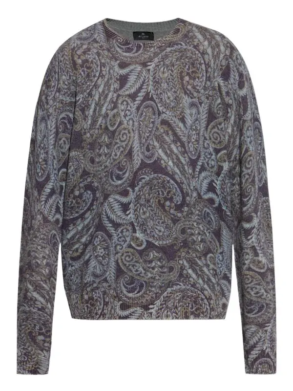Etro Paisley Patterned Crewneck Jumper - Gray