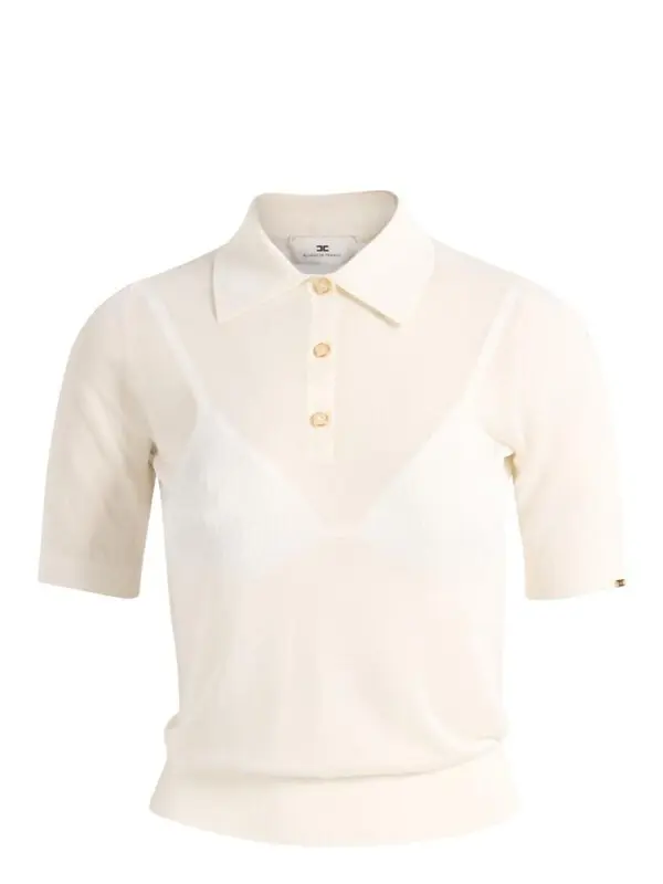 Elisabetta Franchi Short-sleeved Polo Jumper With Button Detail - White