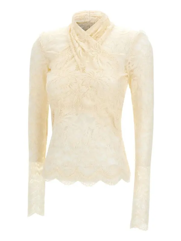 Rabanne Scalloped Lace Long-sleeve Top - Nude