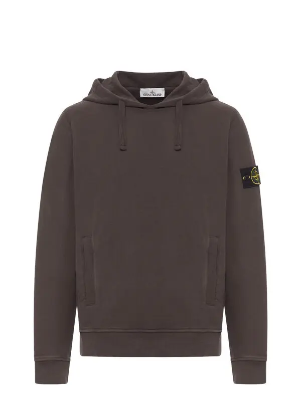 Stone Island Logo Patch Drawstring Hoodie - Leaden