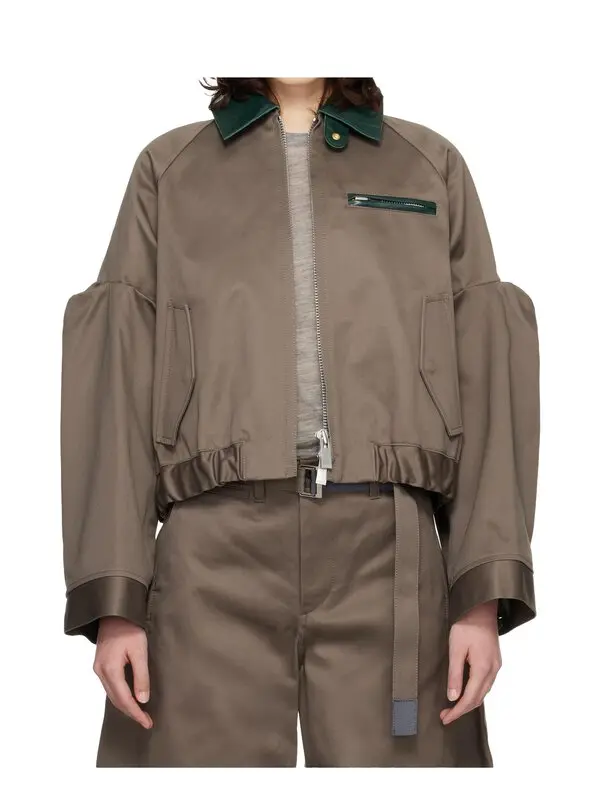 Sacai Leather-collar Shirt Jacket - Grey