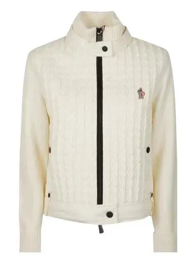 Moncler High Neck Quilted Cardigan - White