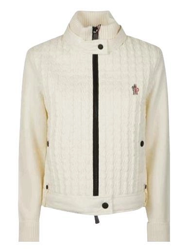 Moncler High Neck Quilted Cardigan - White