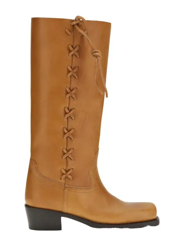 Paris Texas Roxanne Lace-up Square Toe Boots - Brown