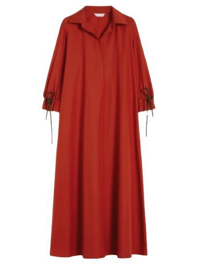 Max Mara Mirto Drawstring Sleeve Maxi Dress - Red