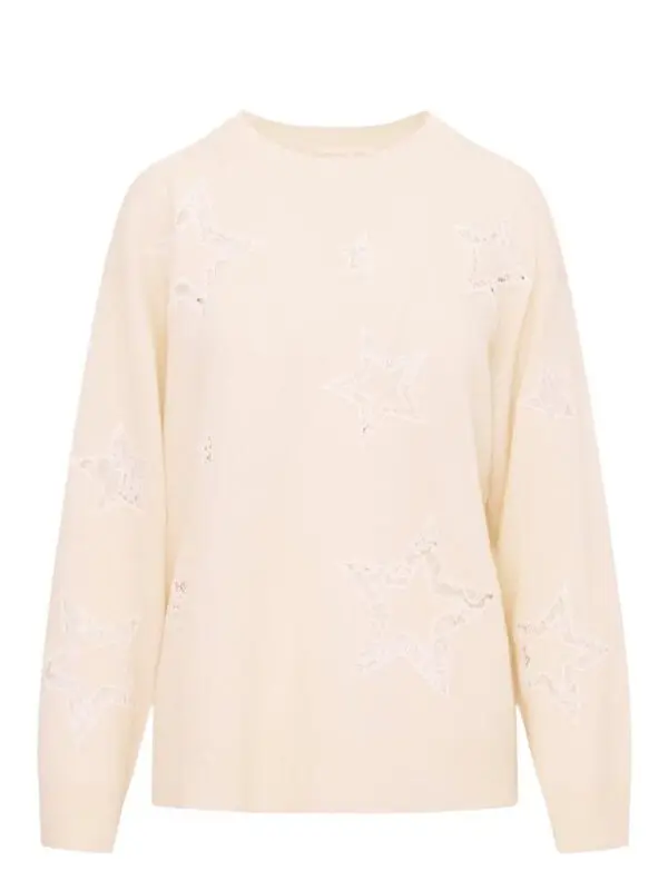 LoveShackFancy Westcott Star Cutout Knitted Sweater - Ivory