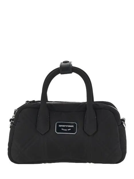 Emporio Armani Quilted Logo Plaque Tote Bag - Black