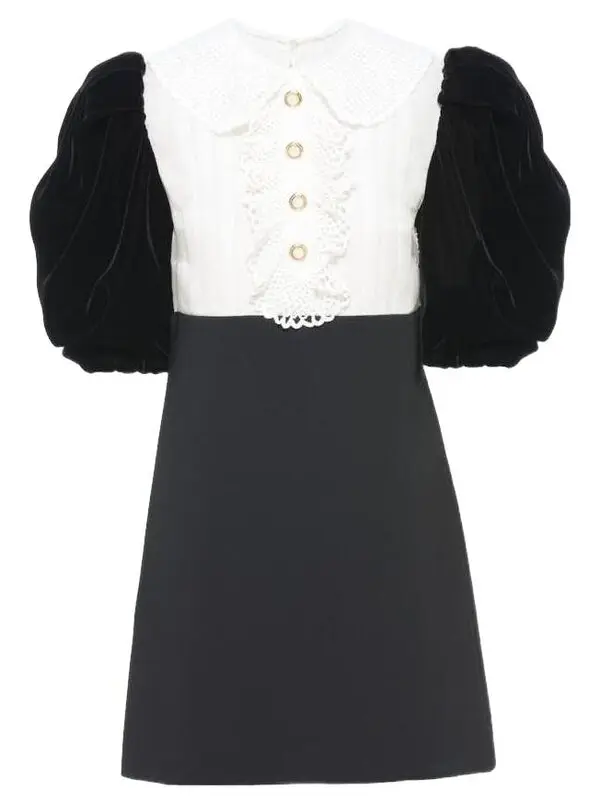 Miu Miu Puff Sleeve Mini Dress - Black