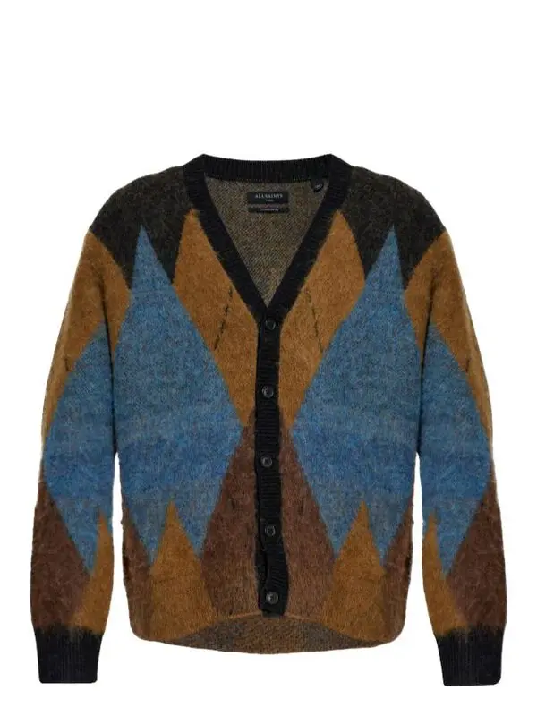 ALLSAINTS Bernie Intarsia V-neck Cardigan - Brown
