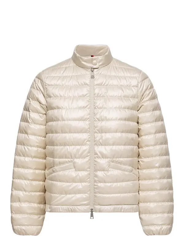Moncler Azalee Short Down Jacket With Zip Closure And Drawstring Hem - White