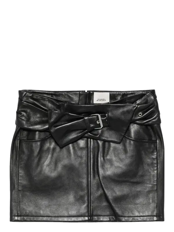 Isabel Marant Étoile Leather Mini Skirt With Bow Detail - Black