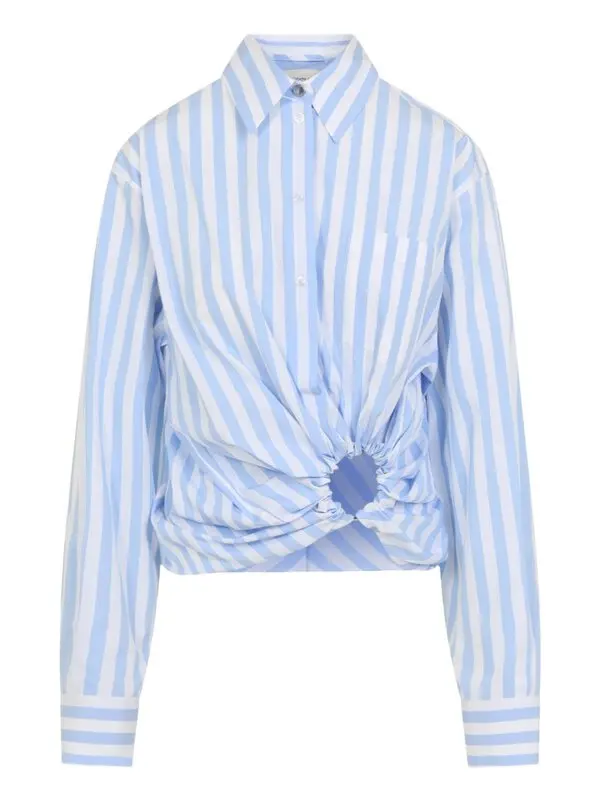 Sportmax Striped Shirt With Twist Detail - Blue