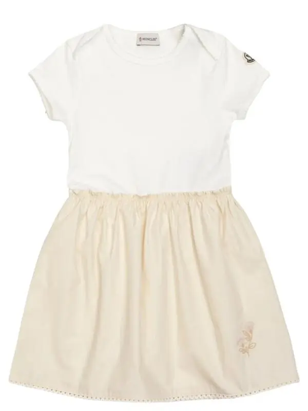 Moncler Short Sleeve Dress With Embroidered Detail - White