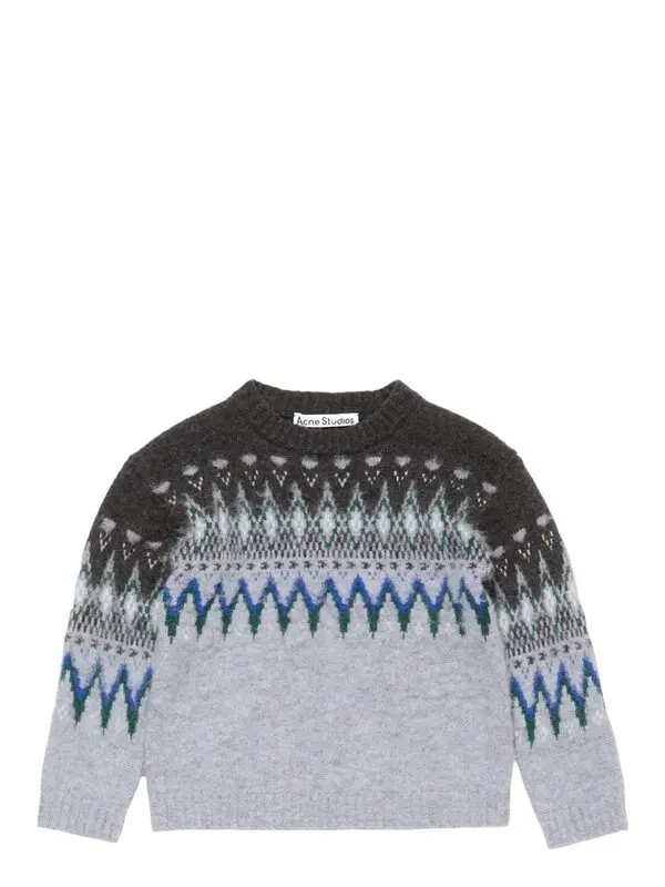 Acne Studios Crewneck Knitted Top With Nordic Patterns - Gray