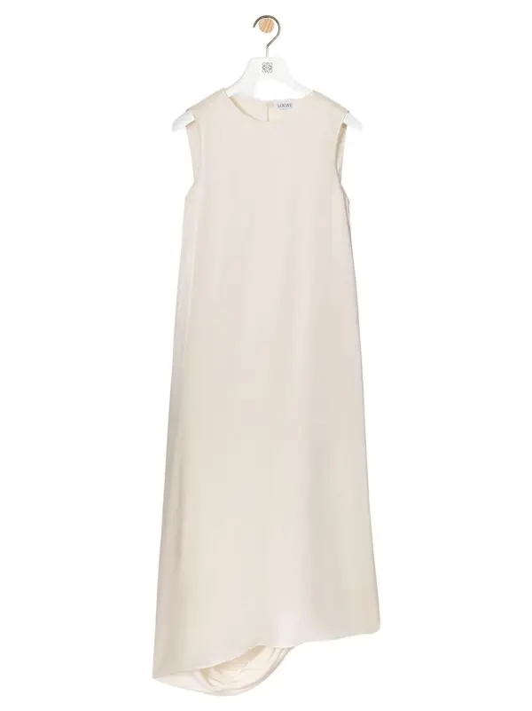 Loewe Draped Silk Midi Dress - Ivory