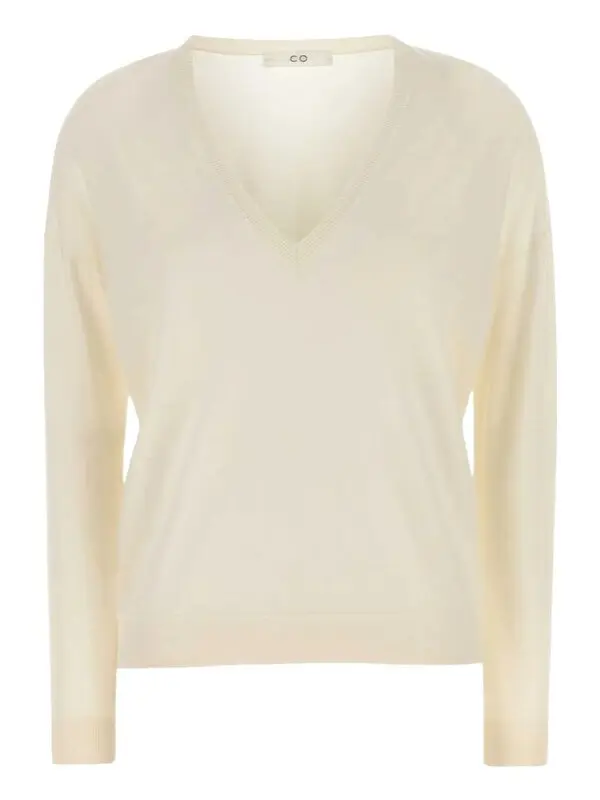 Co Long-sleeved V-neck Pullover - Ivory