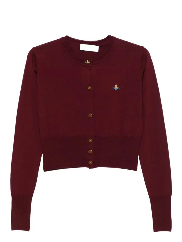 VIVIENNE WESTWOOD Orb Embroidered Cropped Cardigan - Brown