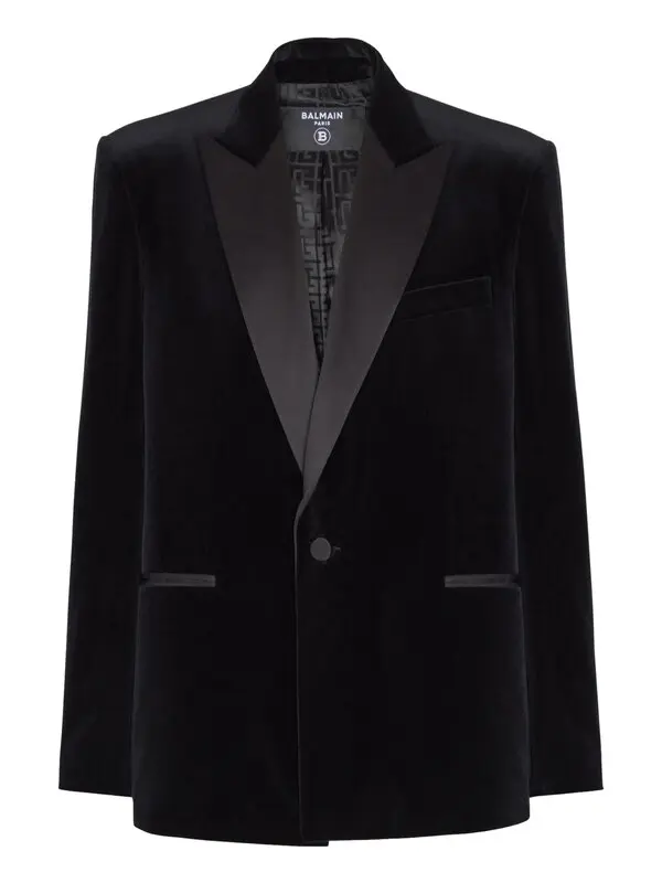 Balmain Velvet And Satin 1-button Blazer - Black