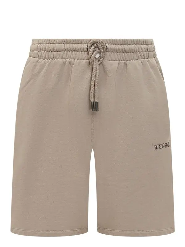 Off-White Logo Print Drawstring Shorts - Nude