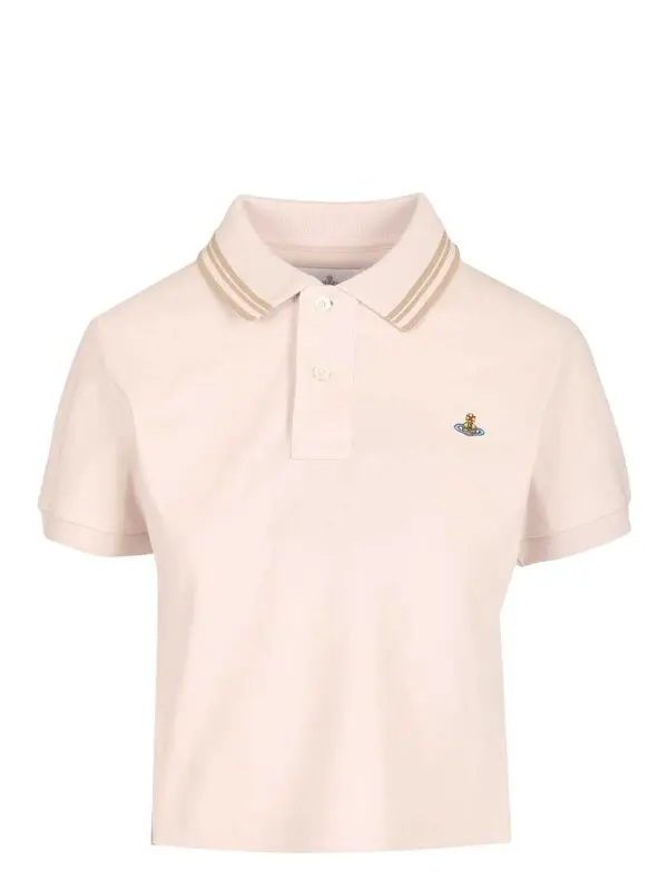 VIVIENNE WESTWOOD Logo Embroidered Short Sleeve Polo Shirt - White