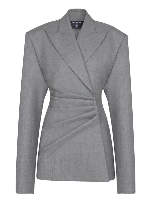 Balmain Draped Short Jacket Dress - Grey