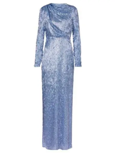 Erdem Draped Embellished Gown - Blue
