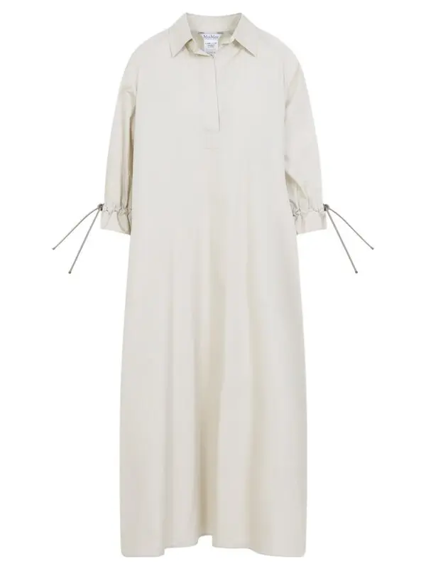 Max Mara Mirto Drawstring Sleeve Midi Dress - White