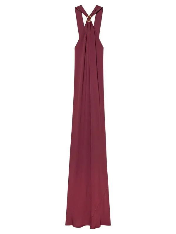 FORTE_FORTE Ring-detail Halterneck Maxi Dress - Ruby Red