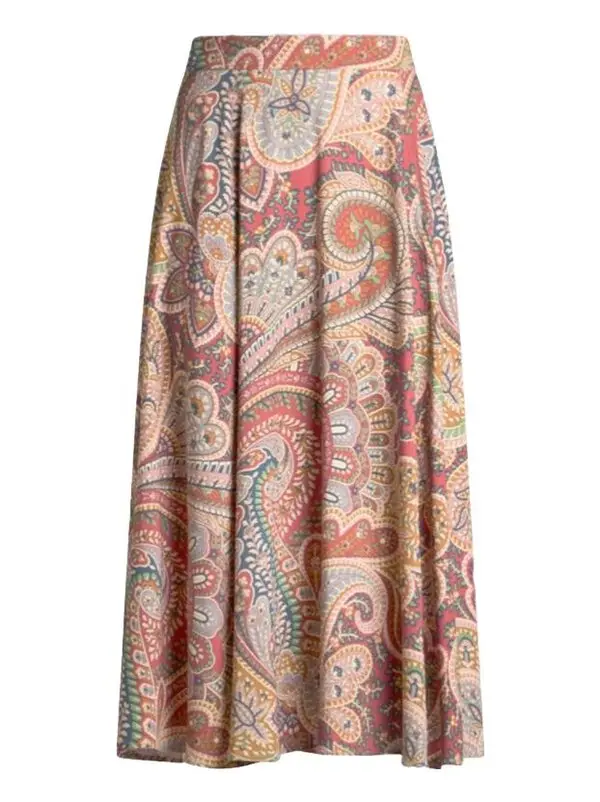 Etro Paisley Midi Skirt In Envers Satin - Nude
