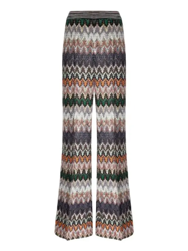 Missoni Chevron Wide-leg Knitted Trousers - Gray