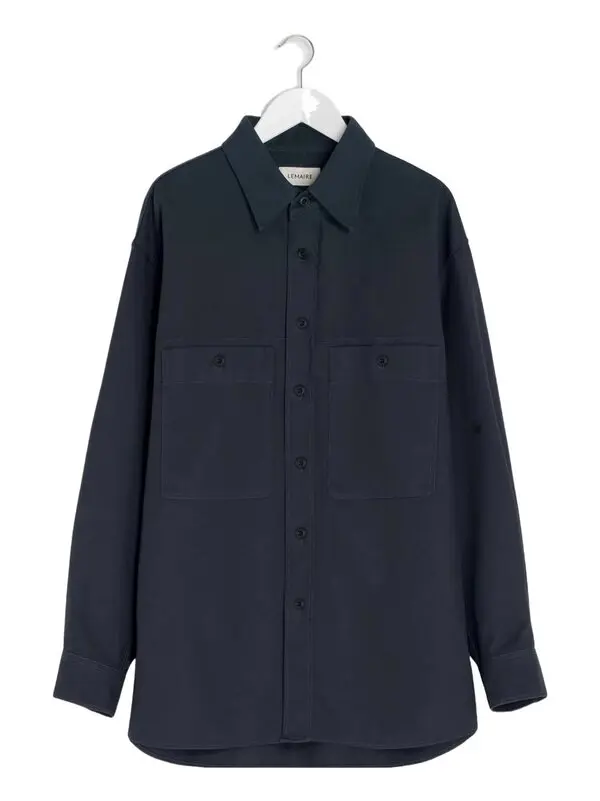 LEMAIRE Long Sleeved Buttoned Overshirt - Graphite Blue