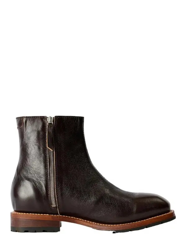 Our Legacy Square Toe Zip Up Boots With Metal Rivets - Black
