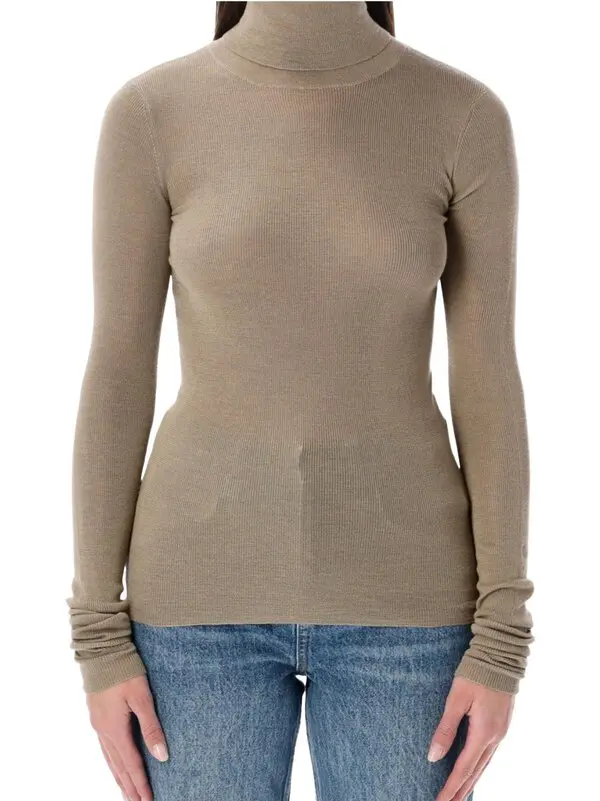 THE FRANKIE SHOP Ribbed Turtleneck Sweater - Gray