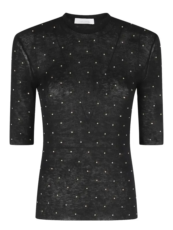 Rabanne Embellished Crewneck Top - Black