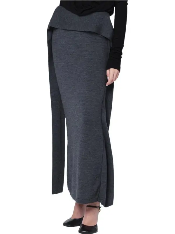 ENTIRE STUDIOS Draped Maxi Knitted Skirt - Black