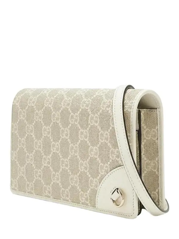 Gucci Gg Emblem Super Mini Shoulder Bag - Beige/white