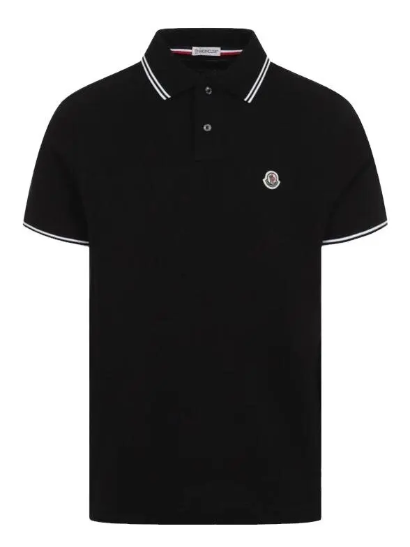Moncler Tipped Trim Polo Shirt - Black
