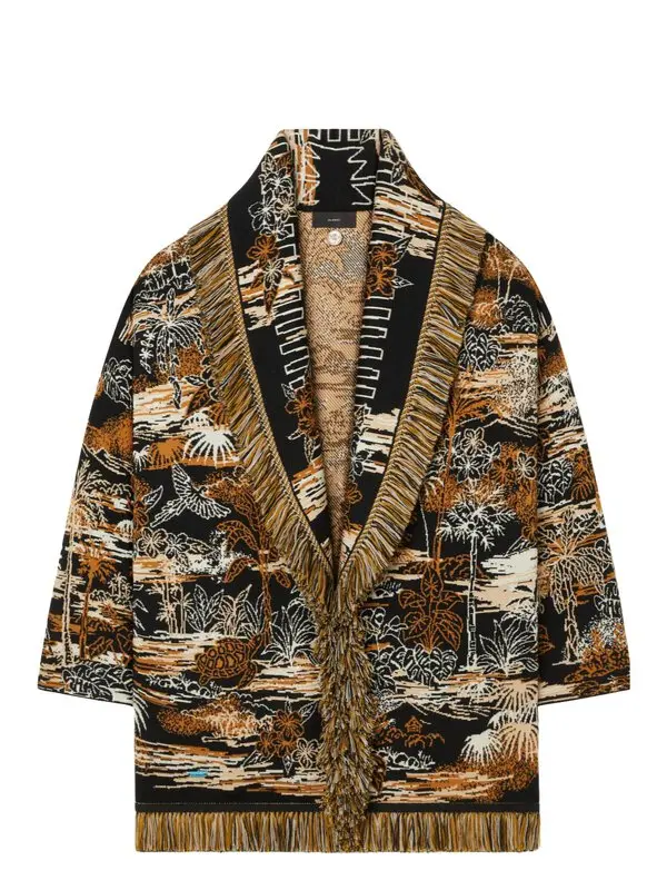 Alanui Lost In The Blue Fringed Jacquard Cardigan - Multicolor