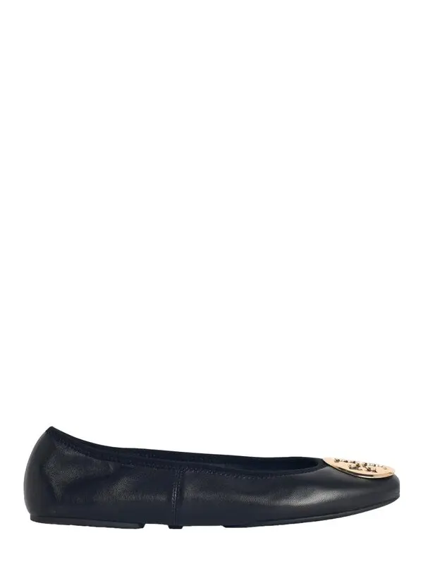 Tory Burch Logo Plaque Ballerina Flats - Black