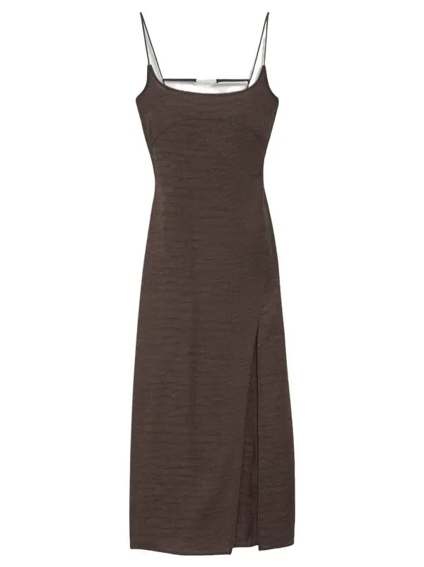 Jacquemus Midi Sling Dress With Gold Pendant Detail - Brown