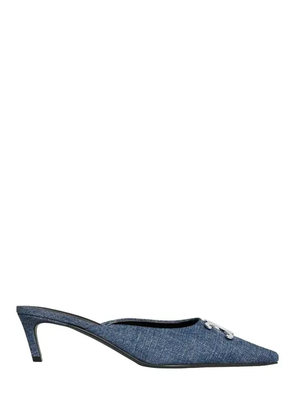 Celine Alma Triomphe Mule In Denim - Blue