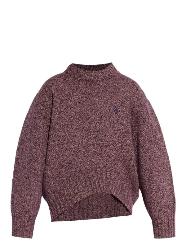Attico Asymmetric Knitted Jumper With Logo Embroidery - Pink